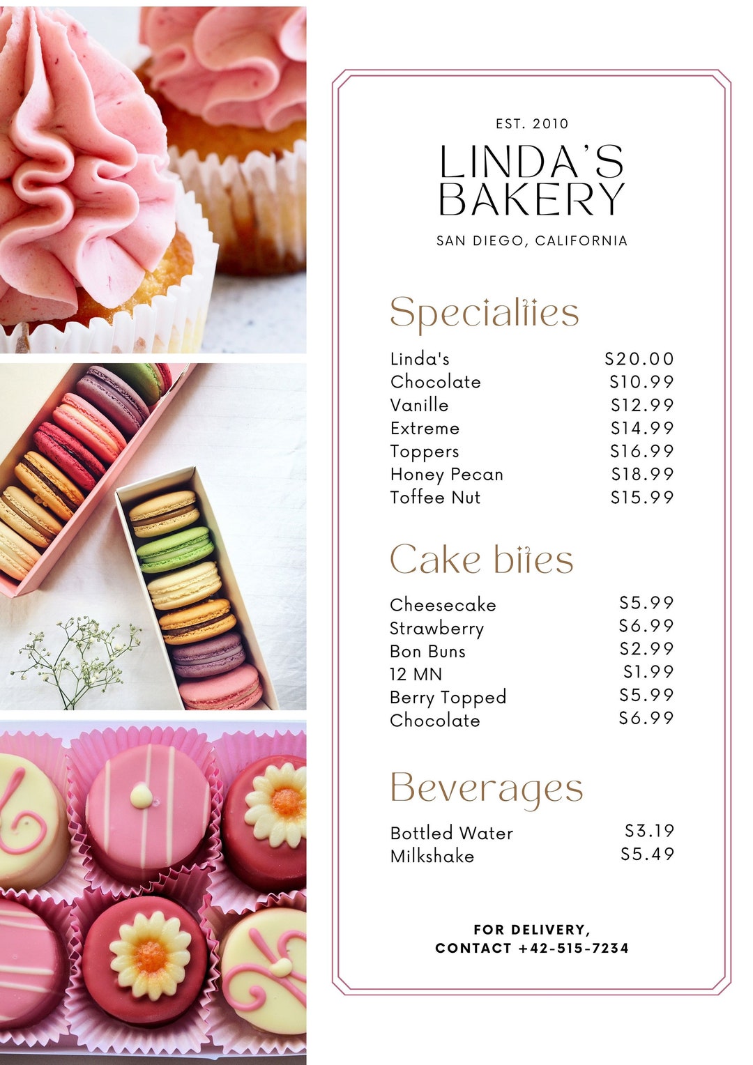 Downloadable Dessert Menu PPT Template Pastry Shop Menu Layout, Easy-to ...