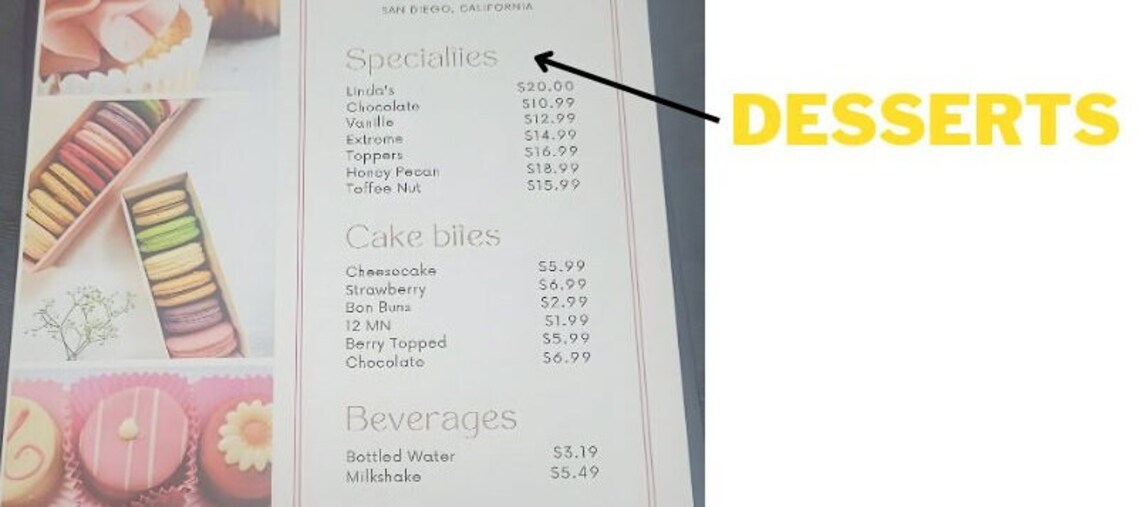 Downloadable Dessert Menu PPT Template Pastry Shop Menu Layout, Easy-to ...
