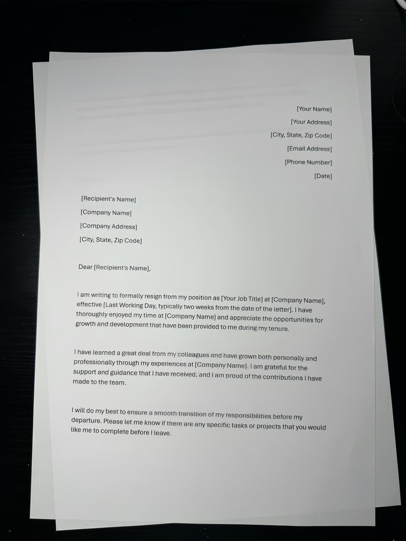 Resignation Letter Template Professional & Easy-to-use, Editable and ...