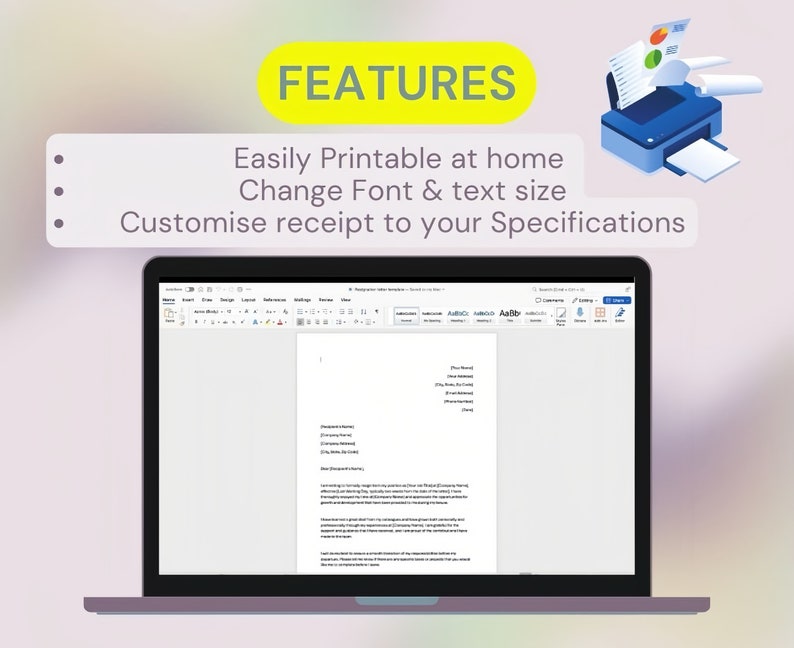 Resignation Letter Template Professional & Easy-to-use, Editable and ...