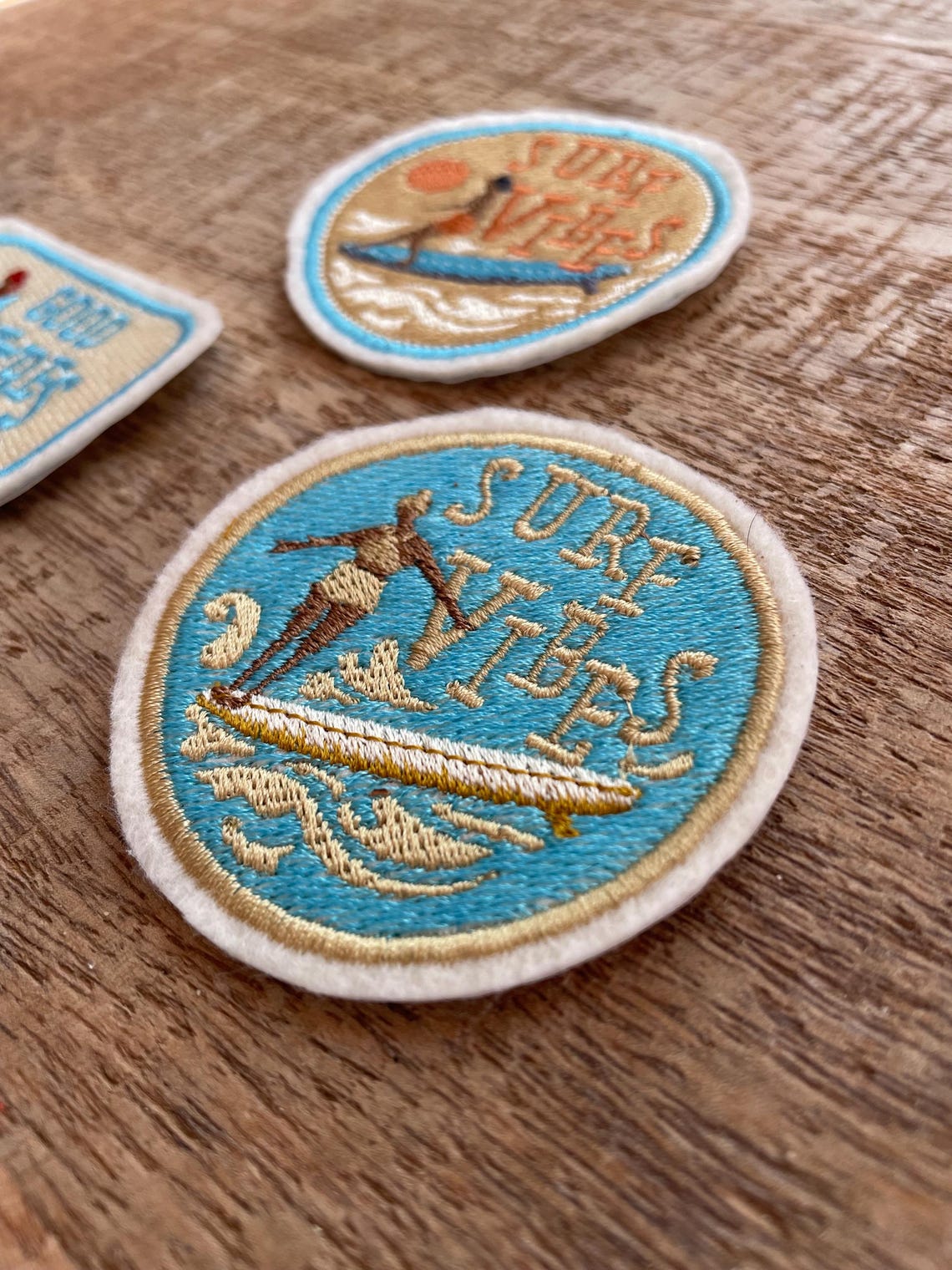Iron-on Embroidered Patches SURF VIBES, Cross Step, Hang Five, Hang Ten ...