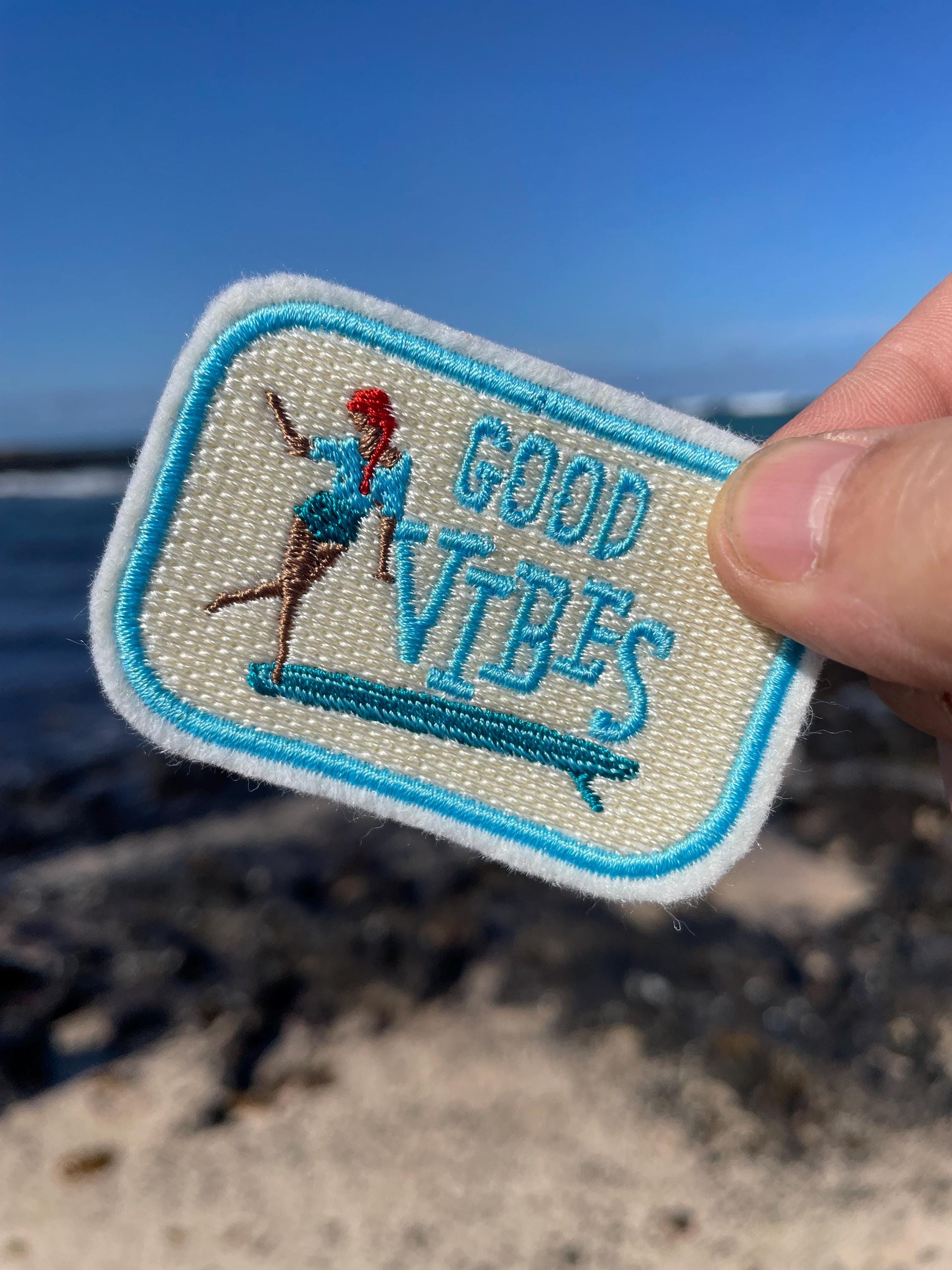 Iron-on Embroidered Patches SURF VIBES, Cross Step, Hang Five, Hang Ten ...