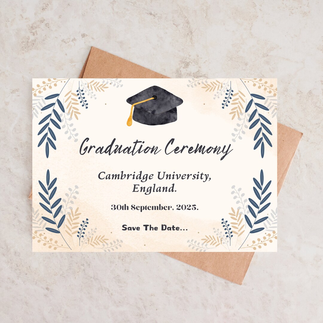 Cream Aesthetic Graduation Ceremony Invitation Card - Etsy