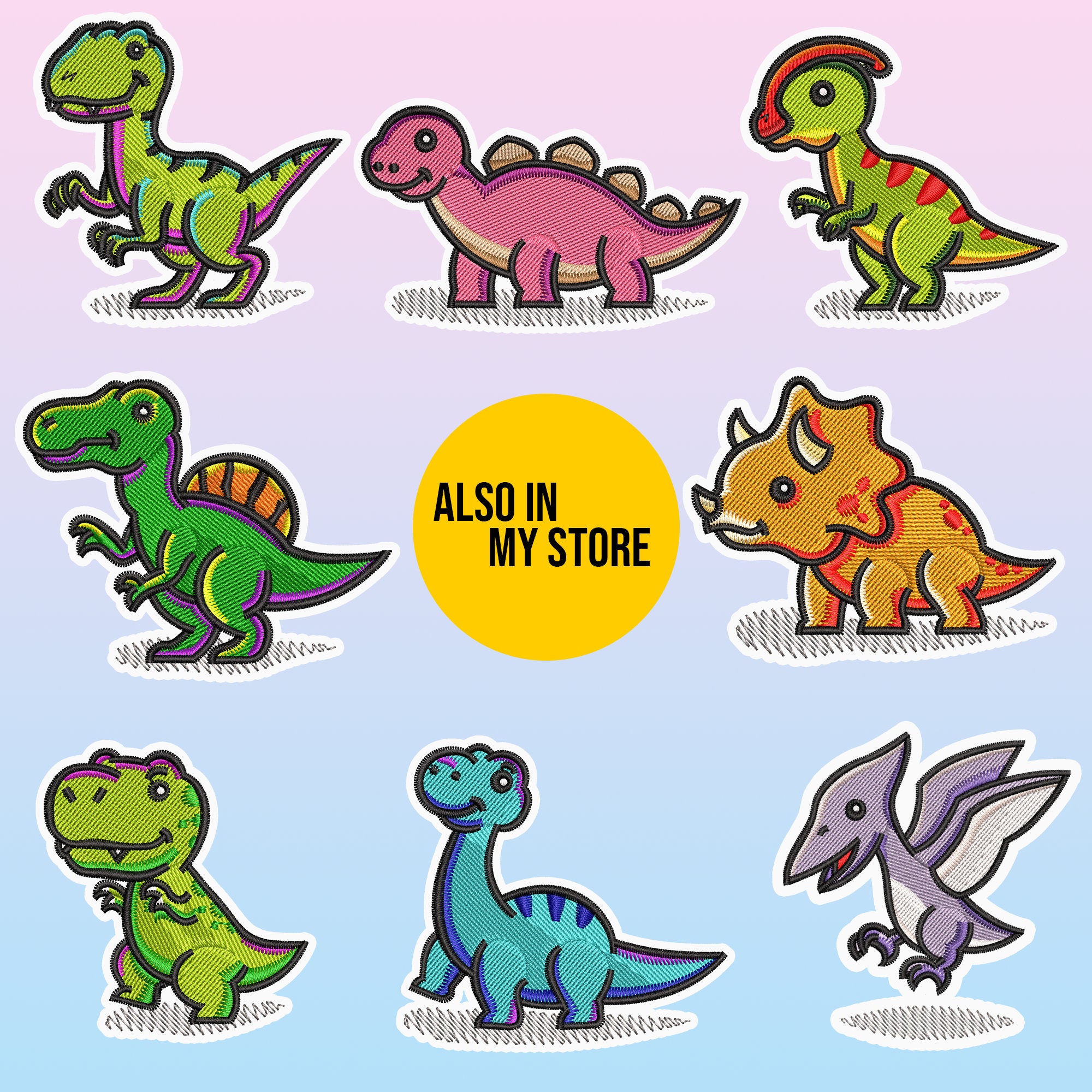 Baby Raptor Dinosaur, Embroidery Art Design, Machine Embroidery File ...