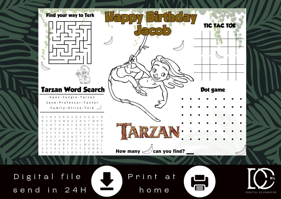 Activity Sheet Tarzan - Etsy