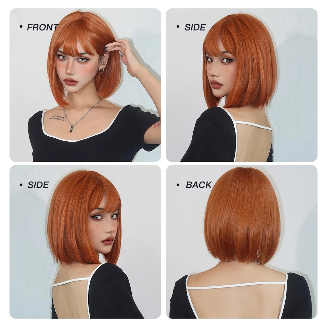 Orange Bob Wig, Short Bangs, Cosplay Party Wig - Etsy