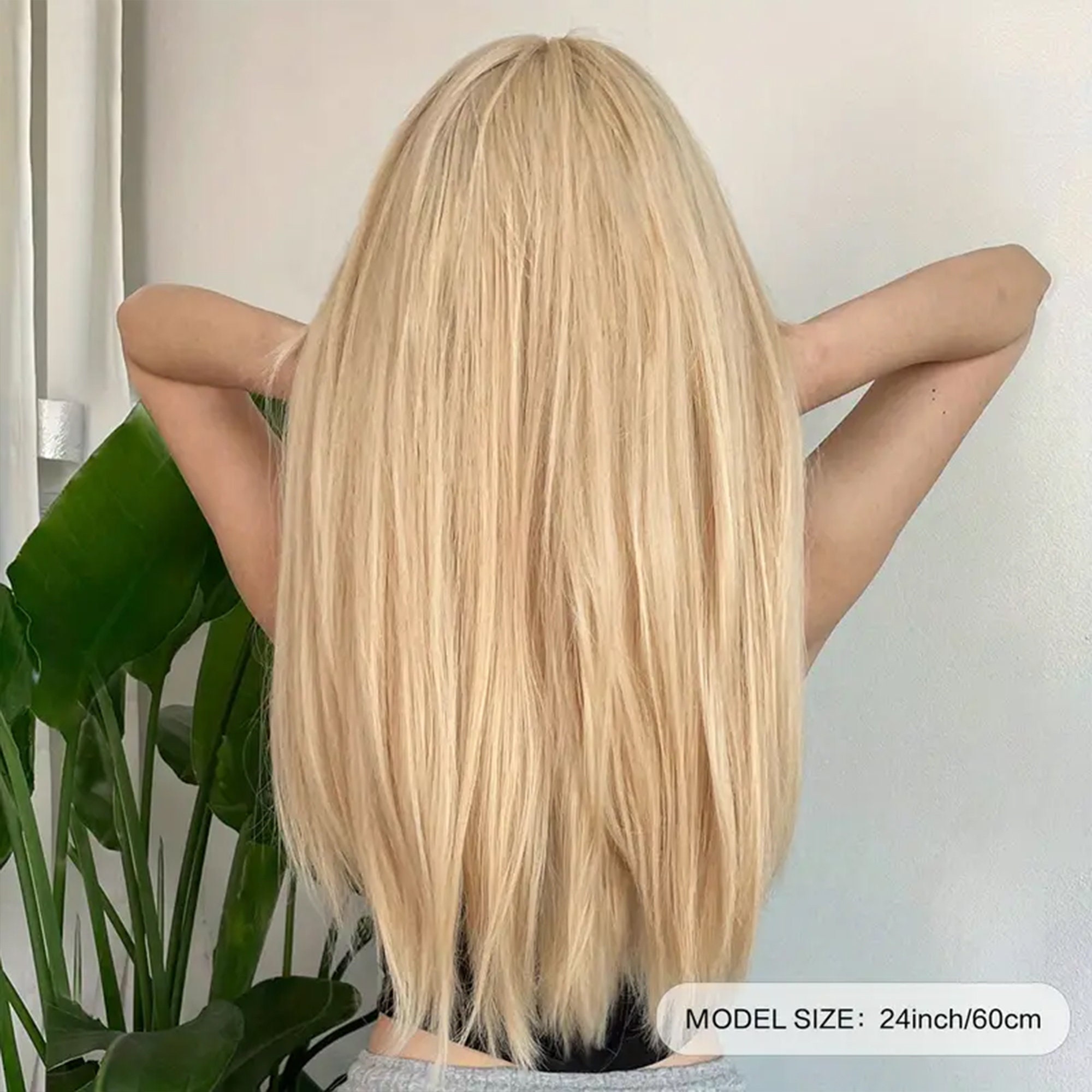 Long Gold Wig With Bangs, Straight Blonde Wig - Etsy