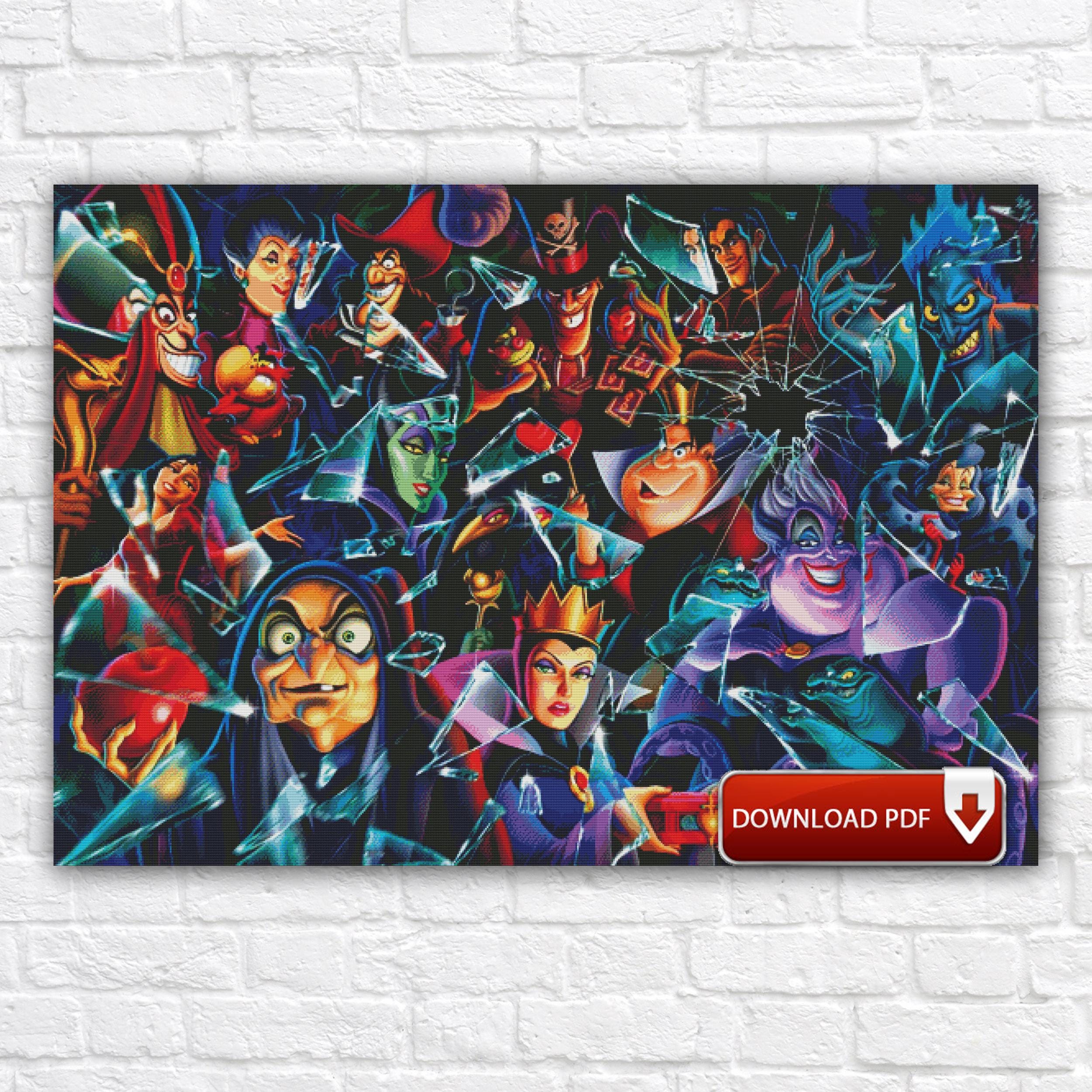Cartoon Villains Mirror Cross Stitch Pattern: Maleficent & Ursula ...