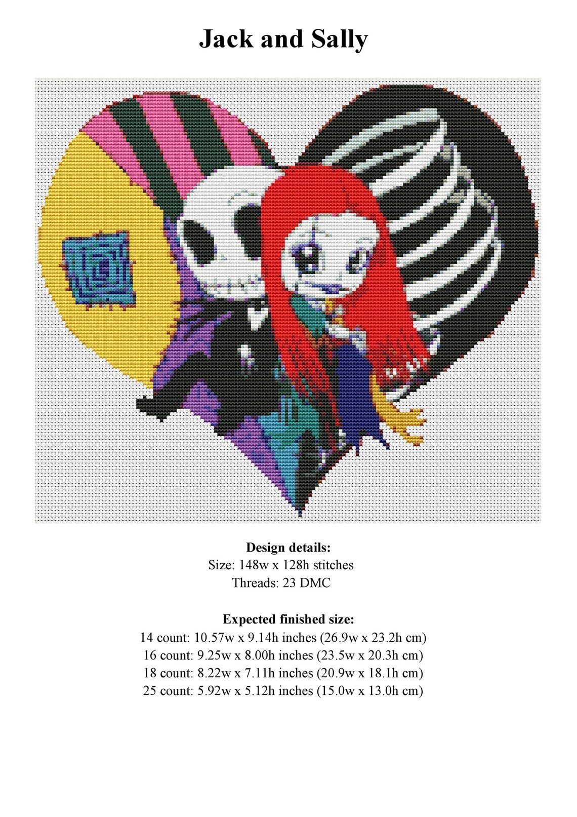 Jack and Sally Cross Stitch Pattern / Nightmare Before Christmas Cross ...