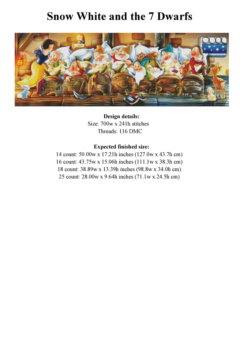 Snow White Cross Stitch Pattern, Cartoon Princess Instant Embroidery ...