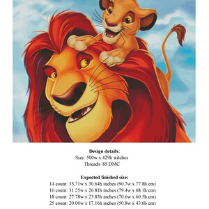 Cartoon Lion King Cross Stitch Pattern / Simba Cross Stitch Pattern ...
