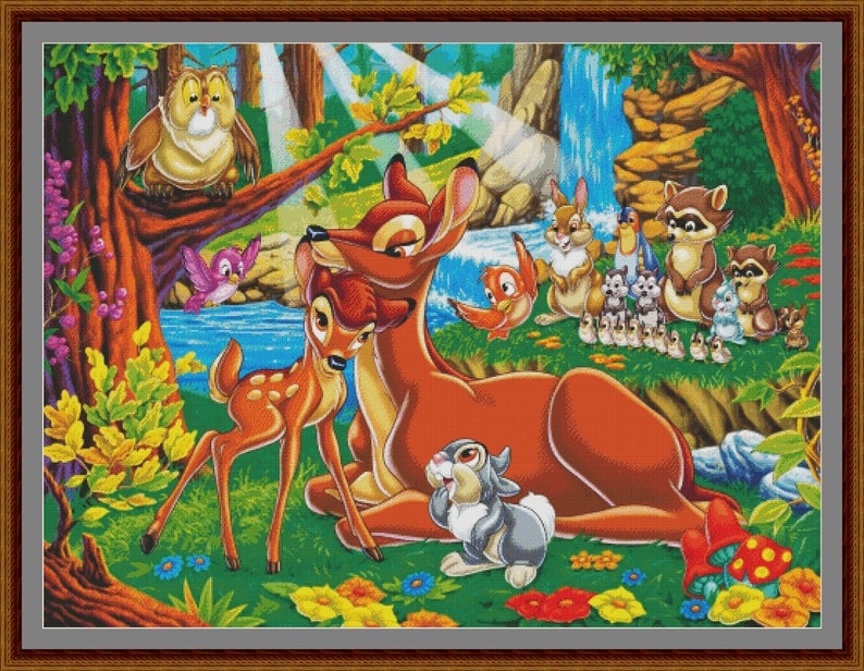 Bambi Cross Stitch Pattern / Cartoon Cross Stitch Pattern / Deer Cross ...