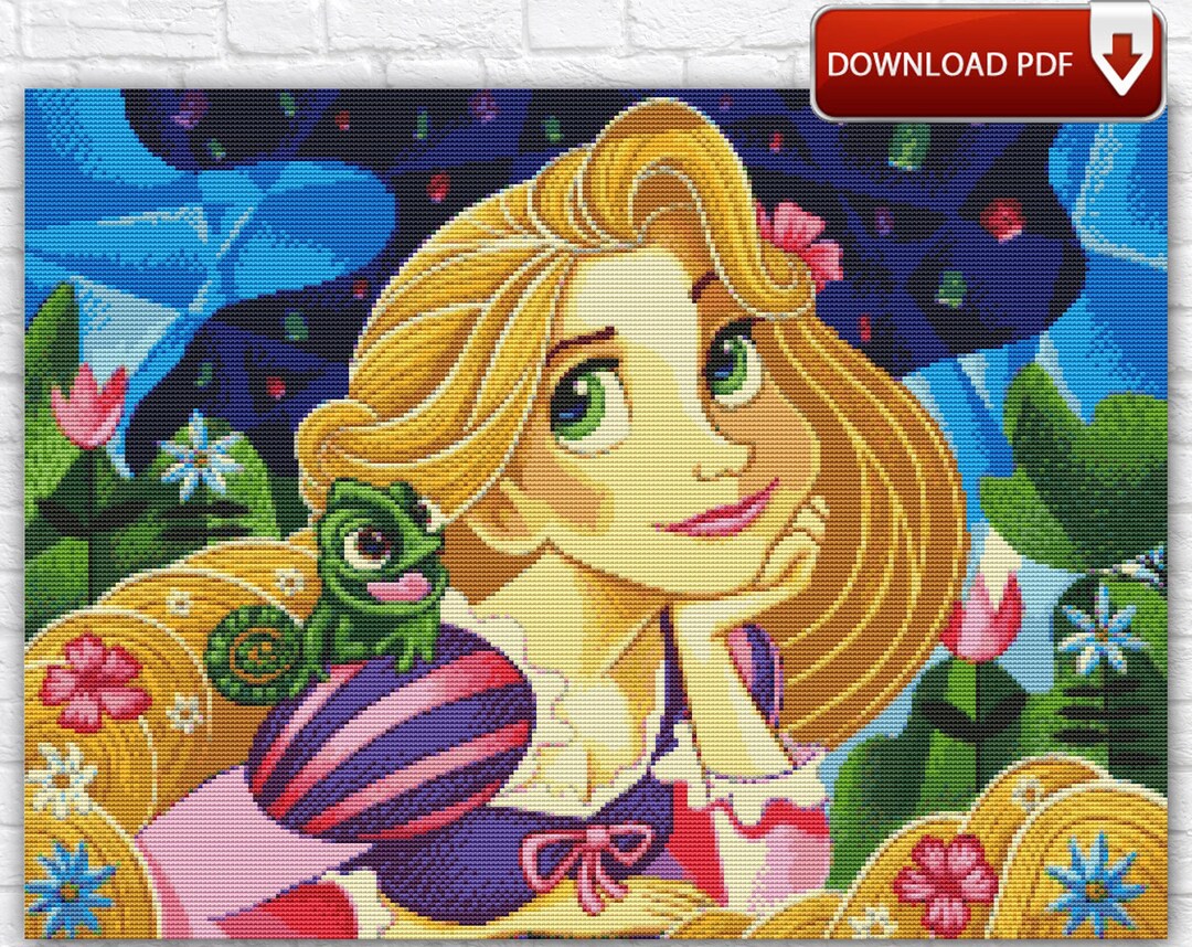 Rapunzel Cross Stitch Pattern / Cartoon Princess Cross Stitch Pattern ...