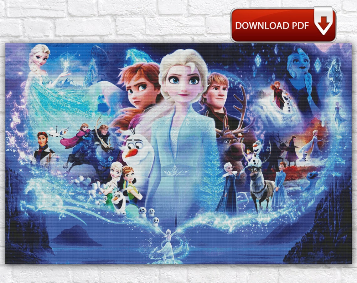Frozen Cross Stitch Pattern / Cartoon Cross Stitch PDF Chart / Elsa ...