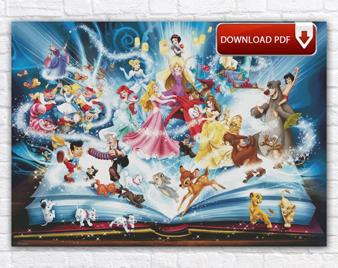 Mickey Mouse Cross Stitch Pattern / Magic Book Cross Stitch Pattern ...