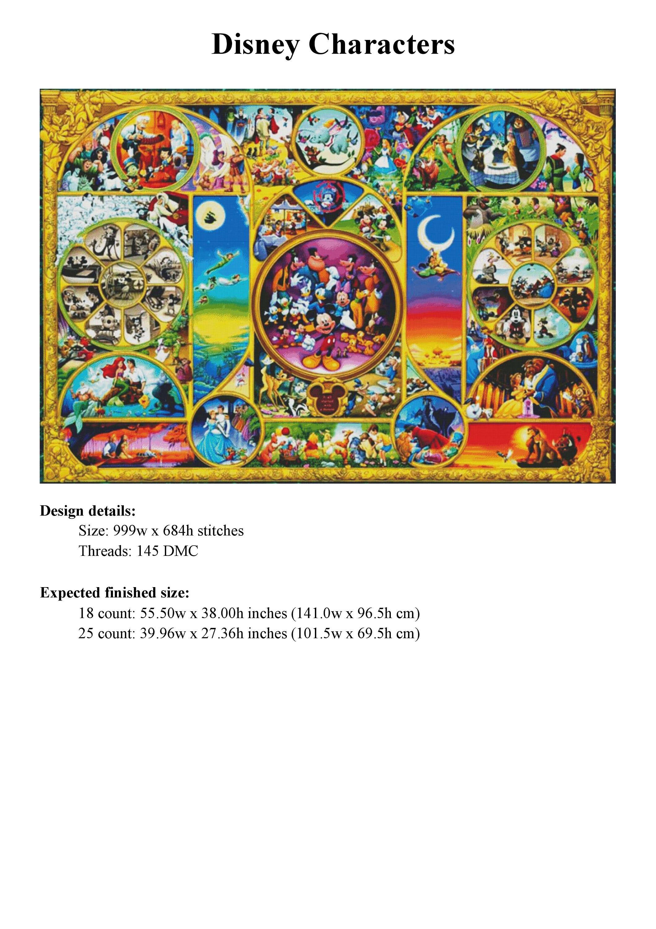 Cartoon Characters Cross Stitch Pattern / Large Stained Glass Cross ...