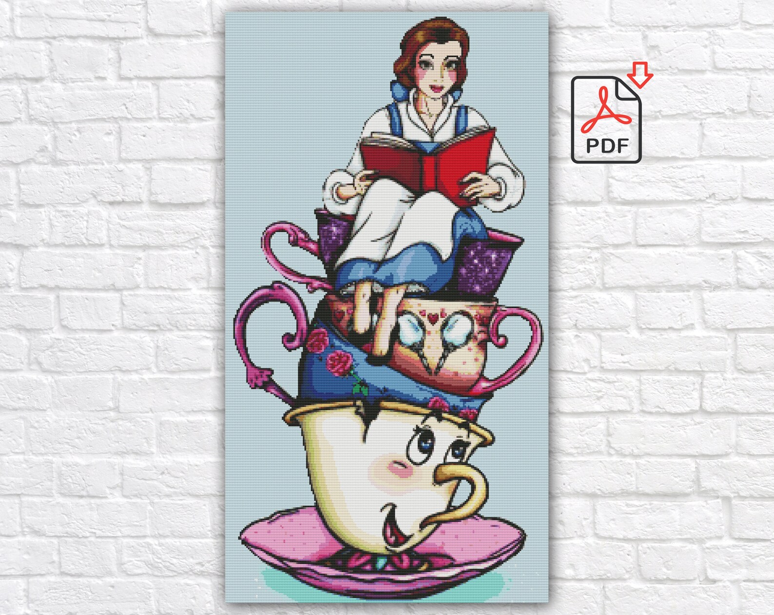 Beauty and the Beast Cross Stitch Pattern / Cartoon Cross Stitch ...