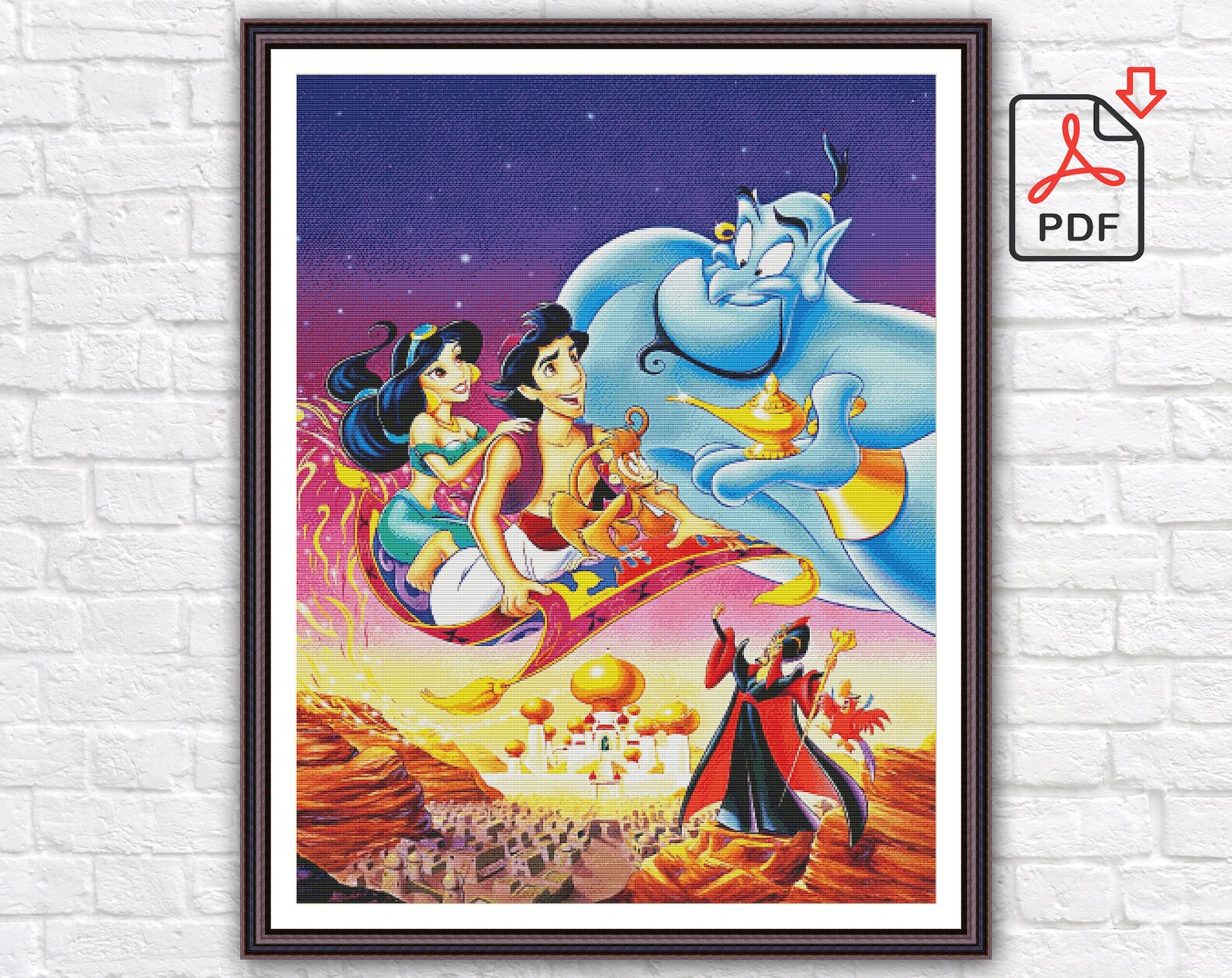 Aladdin & Princess Jasmine Cross Stitch Pattern (PDF) - Etsy