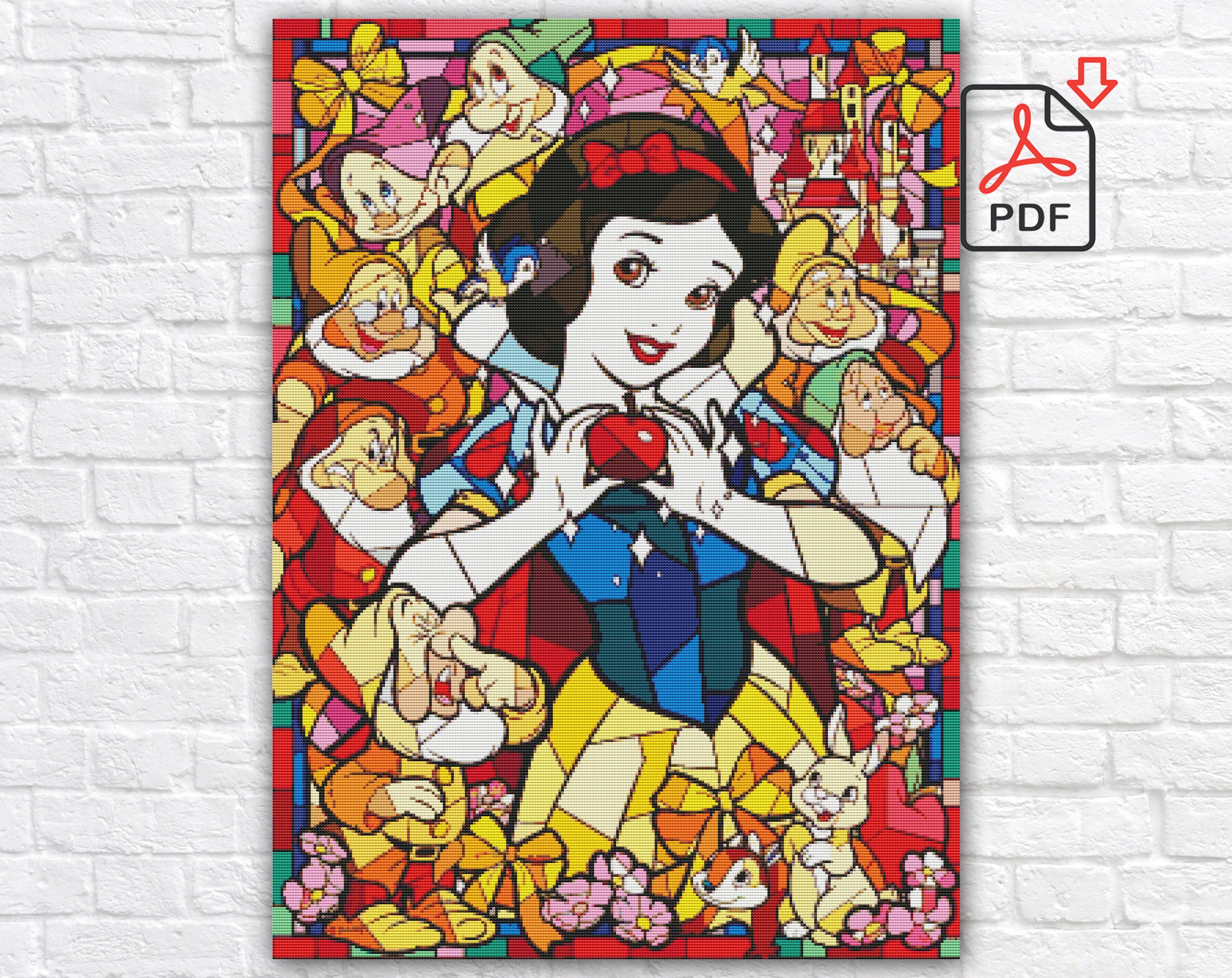 Snow White Stained Glass Cross Stitch Pattern, Cartoon Princess ...