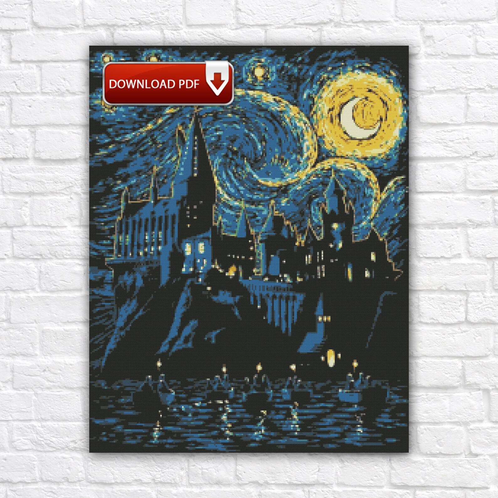 Wizard Embroidery Design, Magic Castle Cross Stitch Pattern, Instant ...