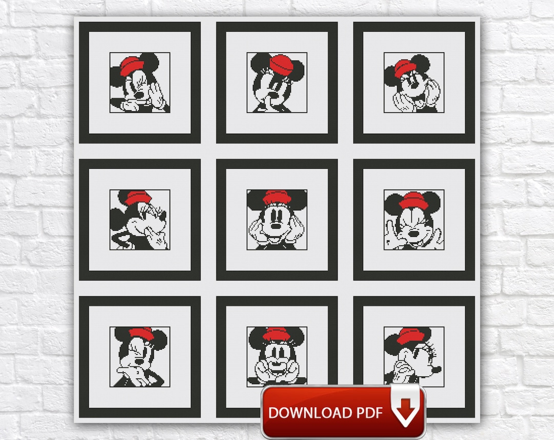 Minnie Mouse Cross Stitch Pattern / Cartoon Cross Stitch Pattern ...
