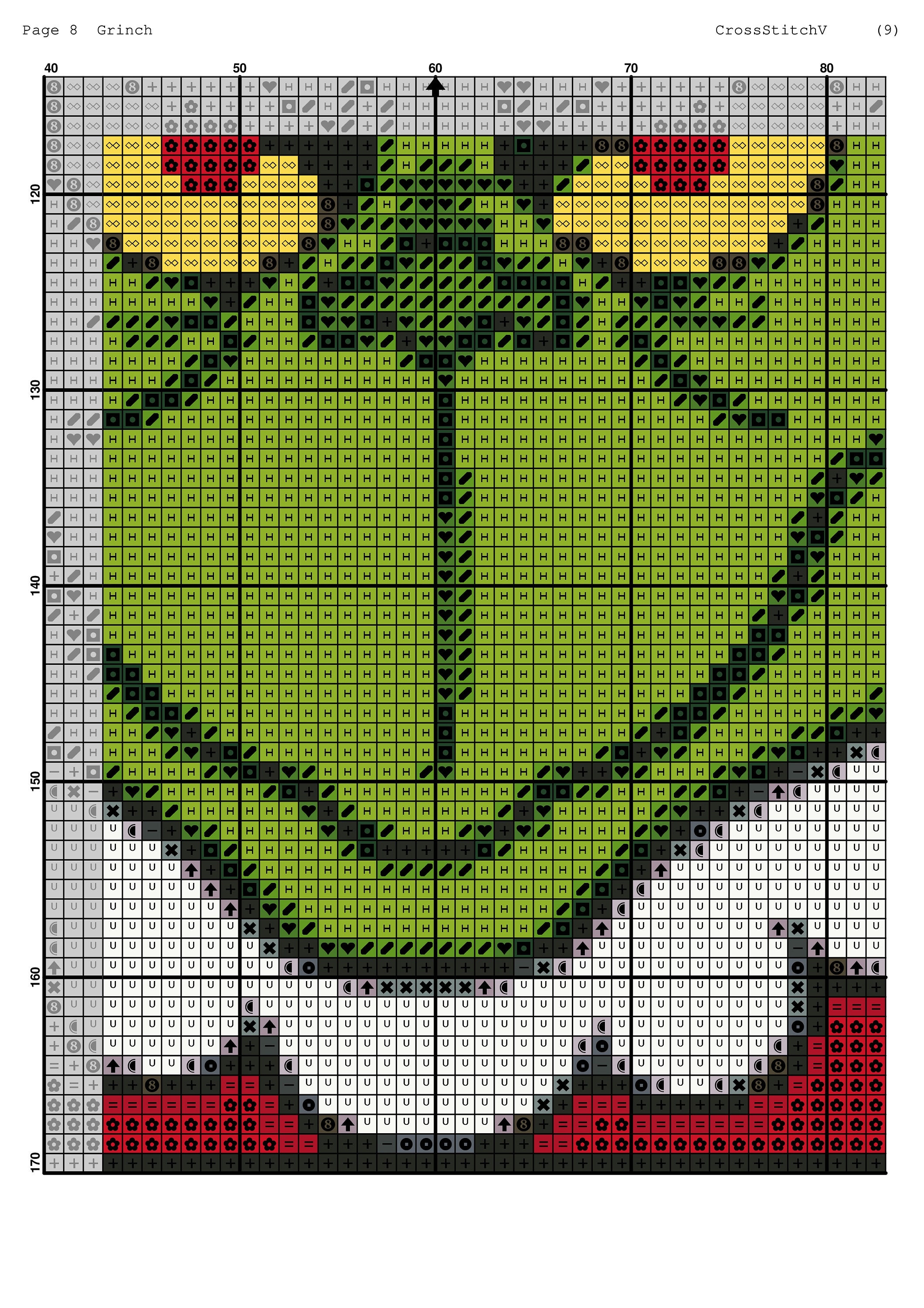 Grinch Counted Cross Stitch Pattern / Christmas PDF Cross Stitch Chart ...