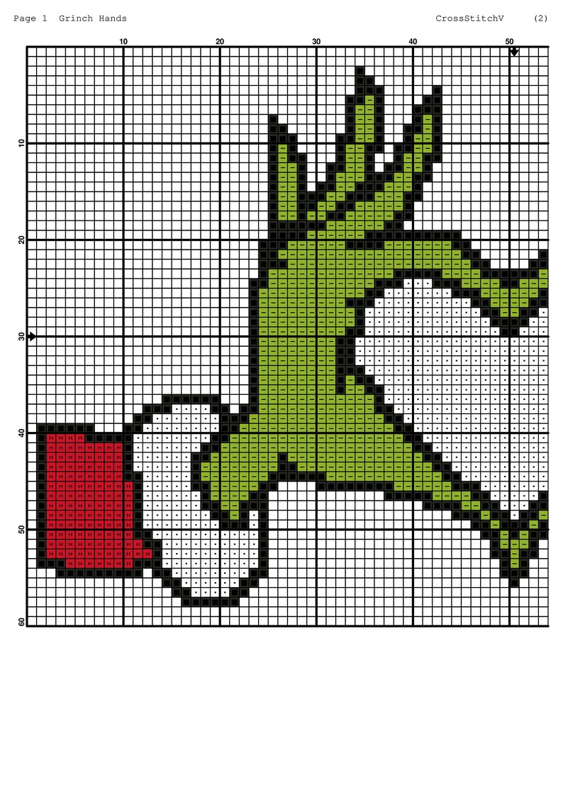 Grinch Heart Hands Cross Stitch Pattern: Christmas Embroidery Instant ...