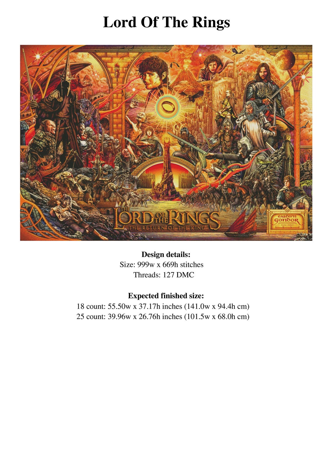 Lord of the Rings Cross Stitch Pattern / Hobbit Cross Stitch Pattern ...