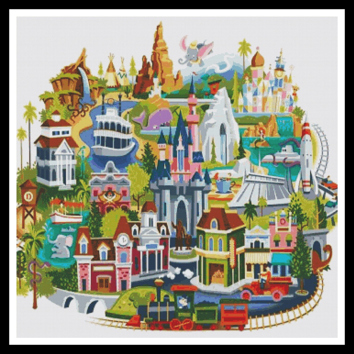 Cartoon Cross Stitch Pattern / Cartoon Map Cross Stitch Pattern ...