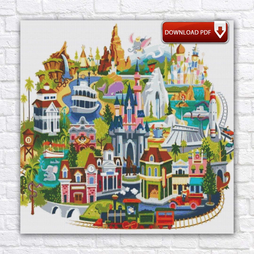 Cartoon Cross Stitch Pattern / Cartoon Map Cross Stitch Pattern ...