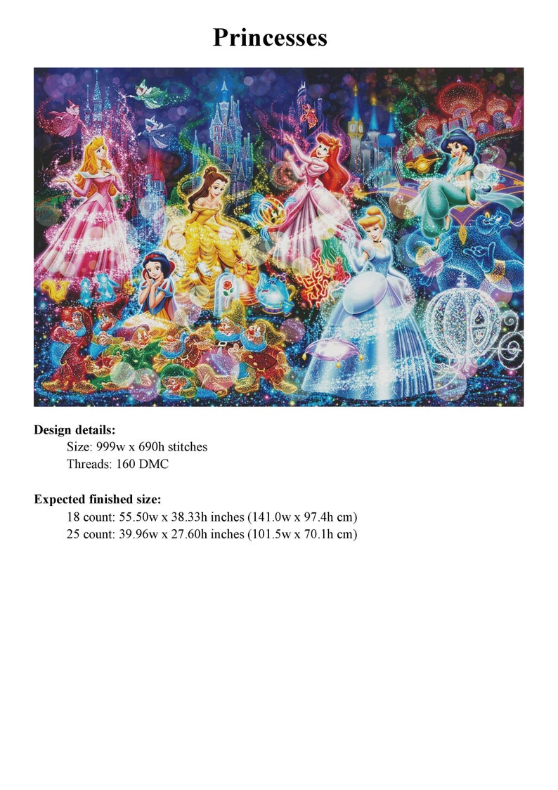 Cartoon Princess Cross Stitch Pattern / Mermaid Cross Stitch Pattern ...
