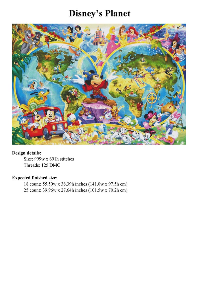 Cartoon World Cross Stitch Pattern / Mickey Mouse Planet Cross Stitch ...