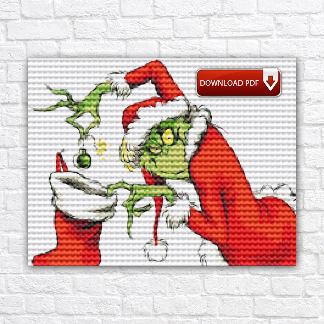 Grinch Cross Stitch Pattern, Christmas Embroidery PDF Chart, Instant ...