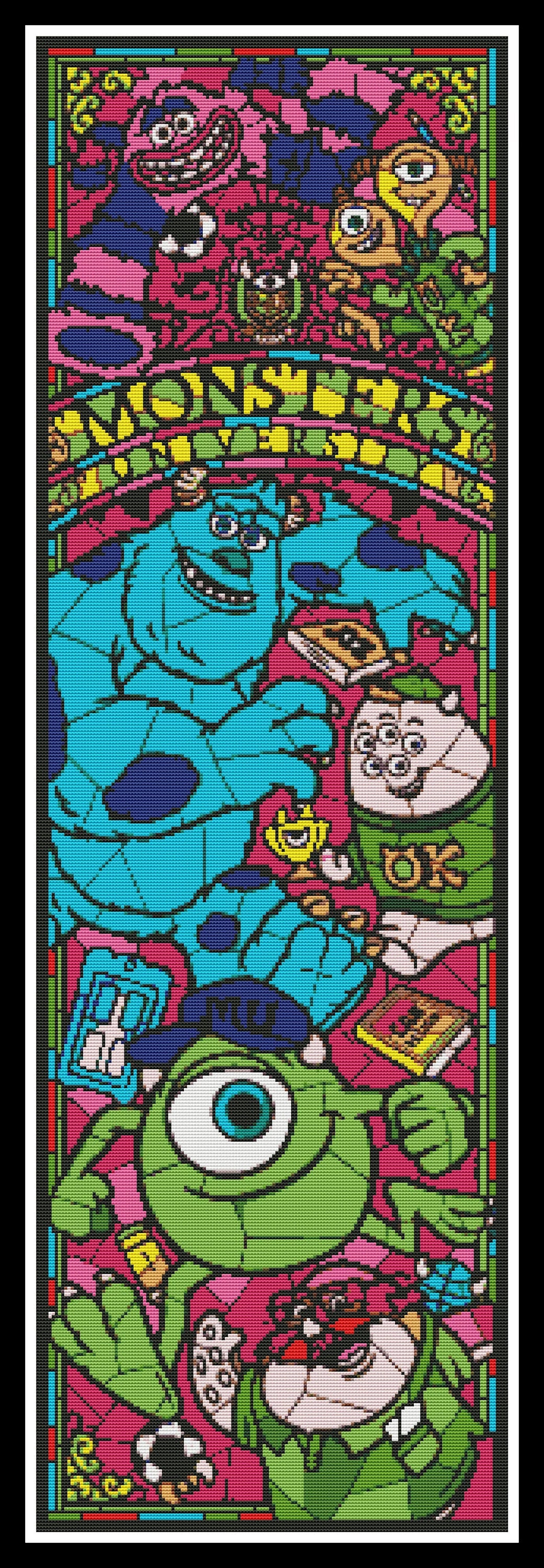 Monsters Cross Stitch Pattern / Little Monster Stained Glass Cross ...