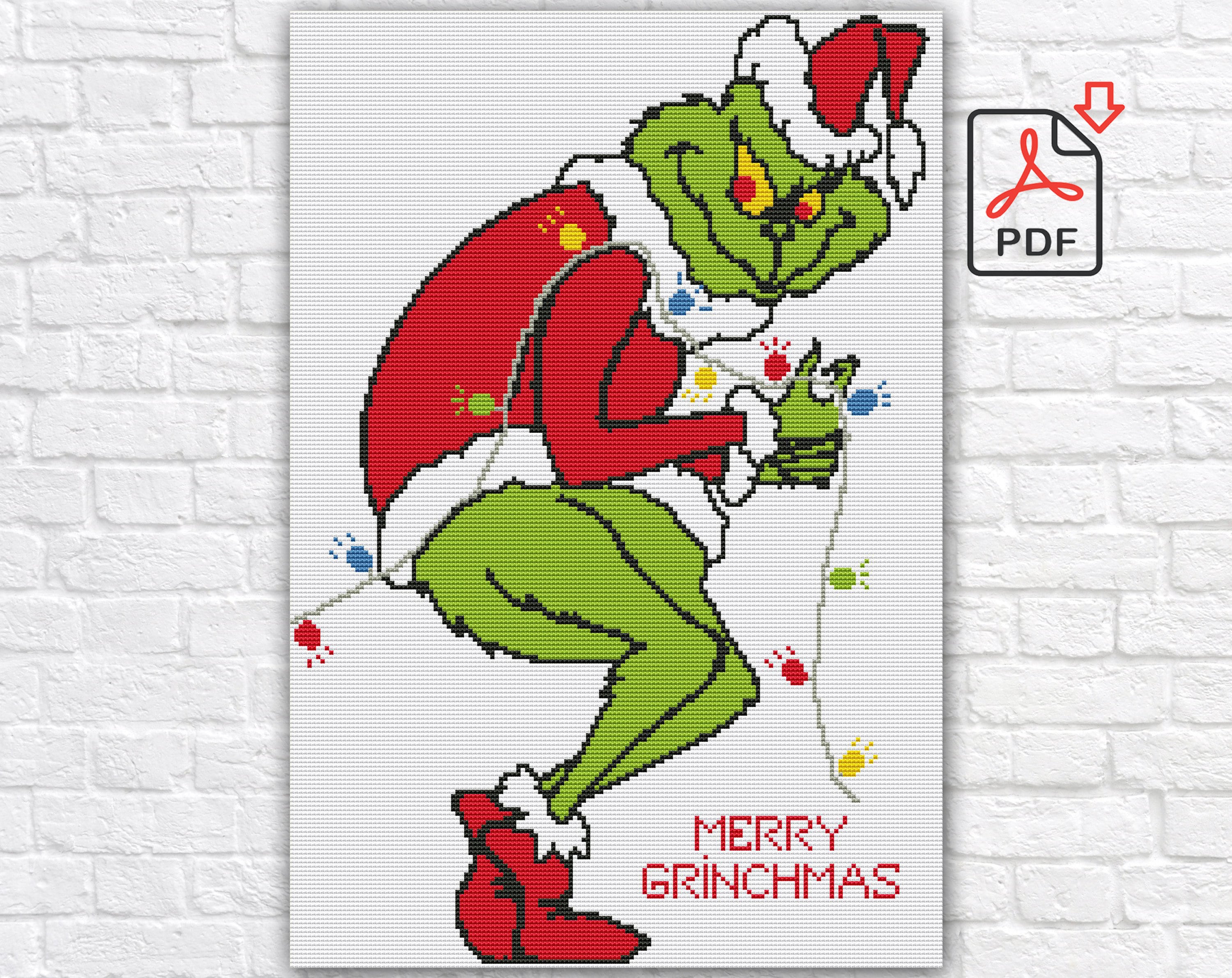 Grinch Cross Stitch Pattern, Christmas Embroidery Design, Digital ...