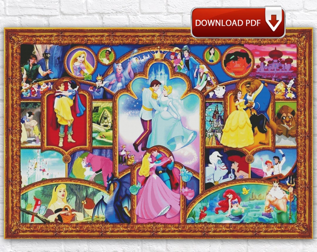 Cartoon Сouples Cross Stitch Pattern / Large Stained Glass Cross Stitch ...