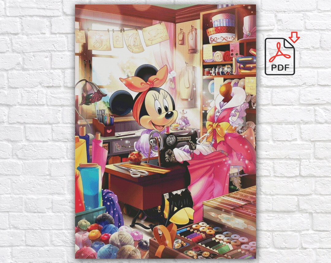 Minnie Mouse Sewing Room Cross Stitch Pattern (PDF) - Etsy
