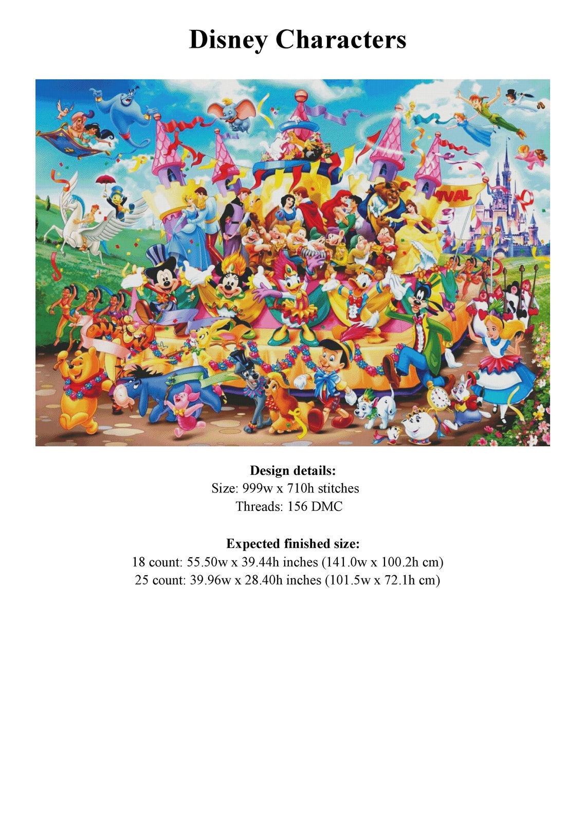 Cartoon Characters Cross Stitch Pattern / Large Cross Stitch Pattern ...