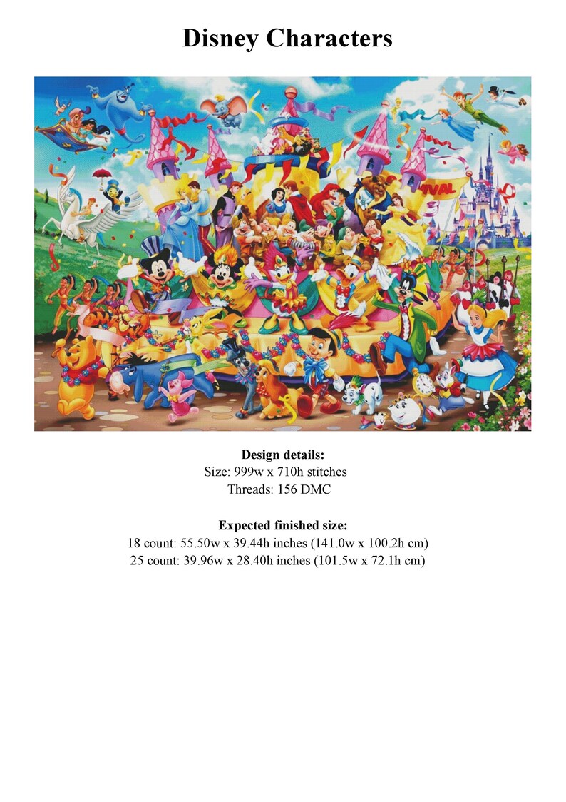 Cartoon Characters Cross Stitch Pattern / Large Cross Stitch Pattern ...