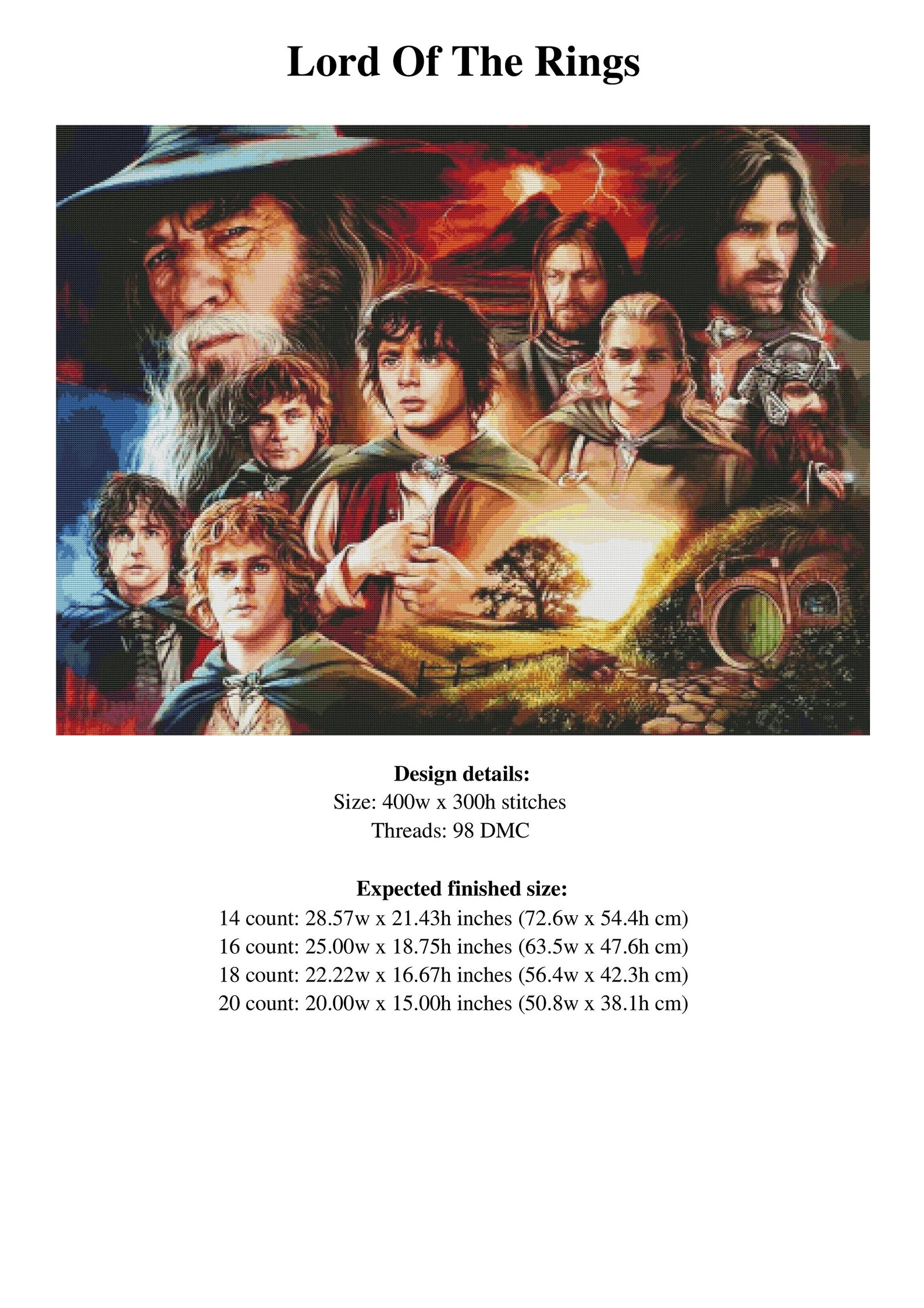 Lord of the Rings Cross Stitch Pattern / Hobbit Cross Stitch Pattern ...