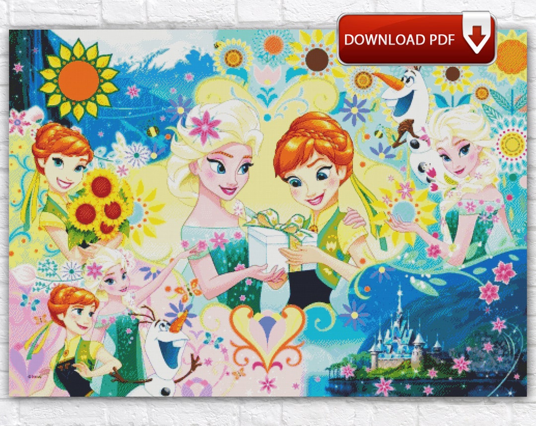 Frozen Cross Stitch Pattern / Cartoon Cross Stitch Pattern / Elsa Cross ...