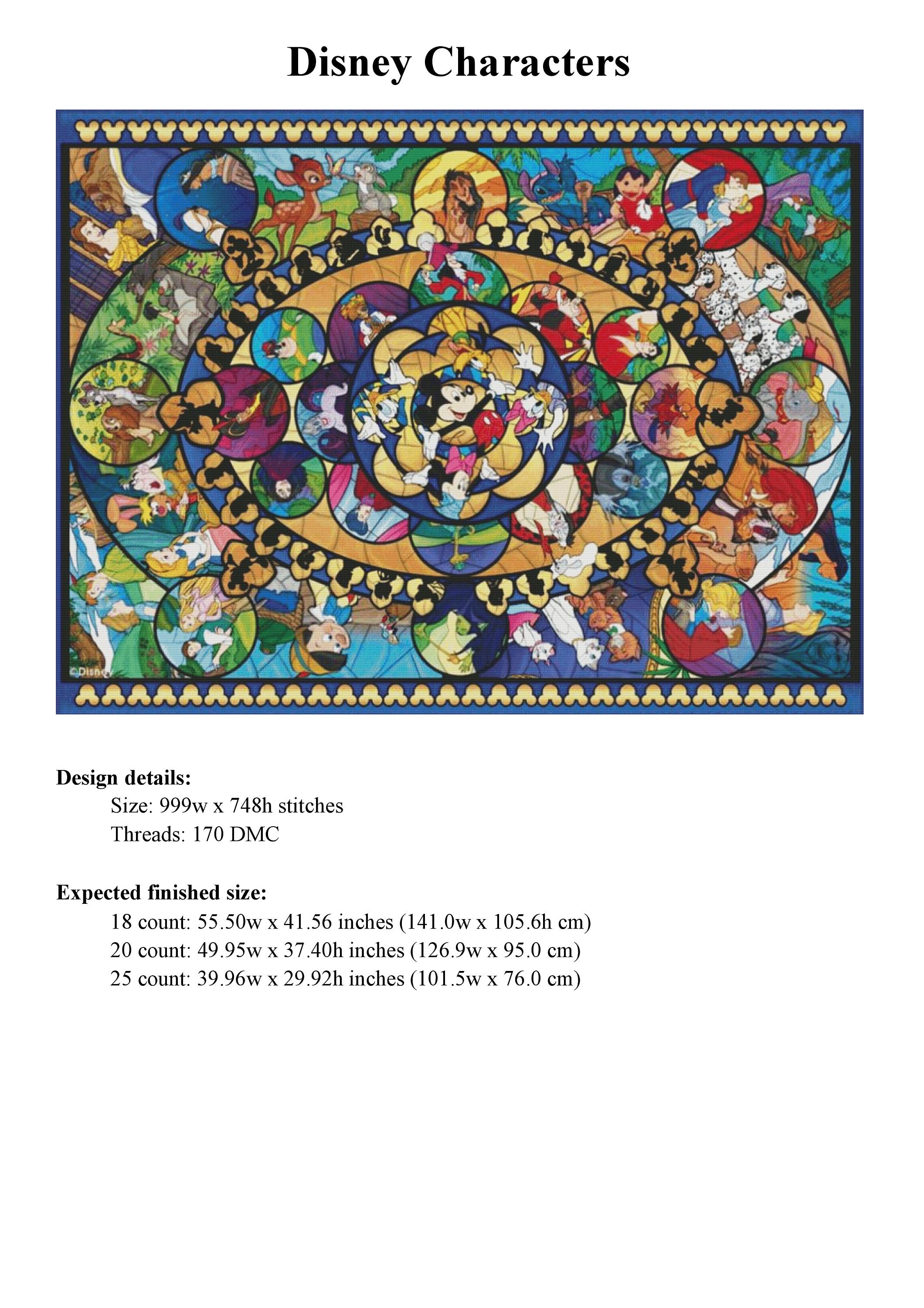 Cartoon Characters Cross Stitch Pattern / Large Stained Glass Cross ...