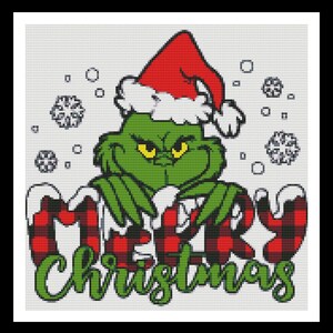 Grinch Cross Stitch Pattern, Christmas Embroidery Design, Digital ...