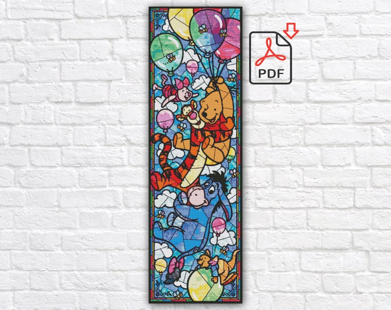 Cartoon Cross Stitch Pattern / Winnie the Pooh / Stained Glass / Cross ...