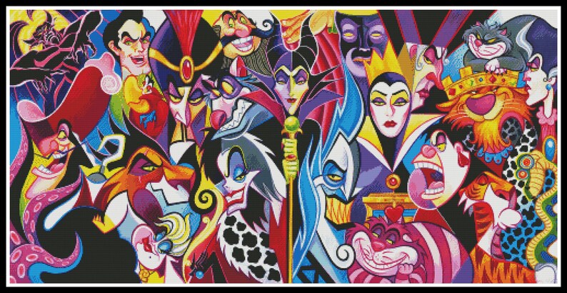 Villains Stained Glass Cross Stitch Pattern / Villains Cross Stitch ...