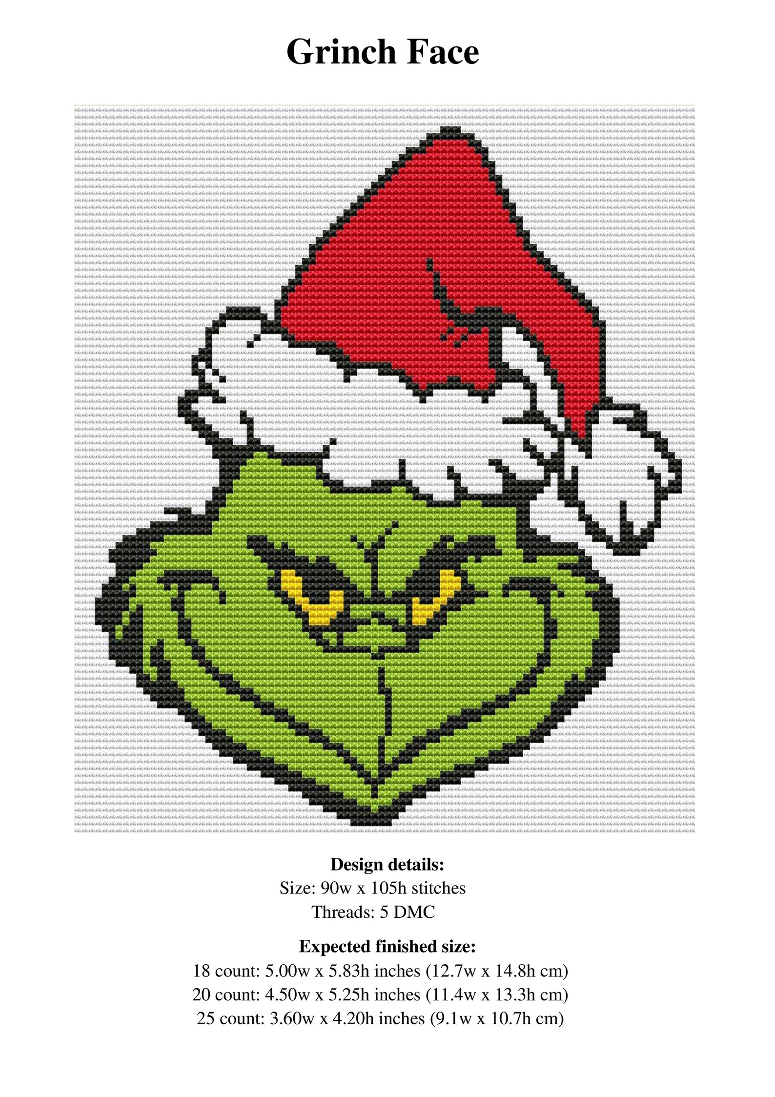 Grinch Cross Stitch Pattern / Christmas Cross Stitch Pattern ...