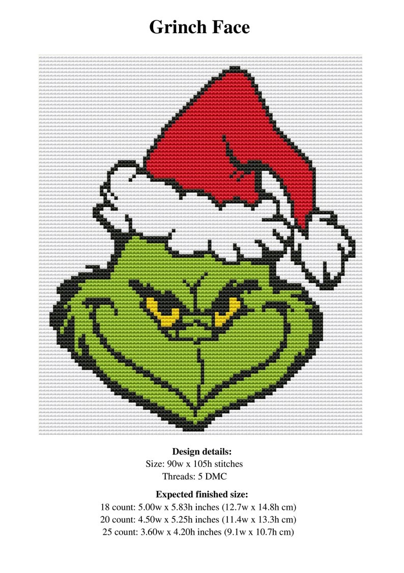 Grinch Cross Stitch Pattern / Christmas Cross Stitch Pattern ...