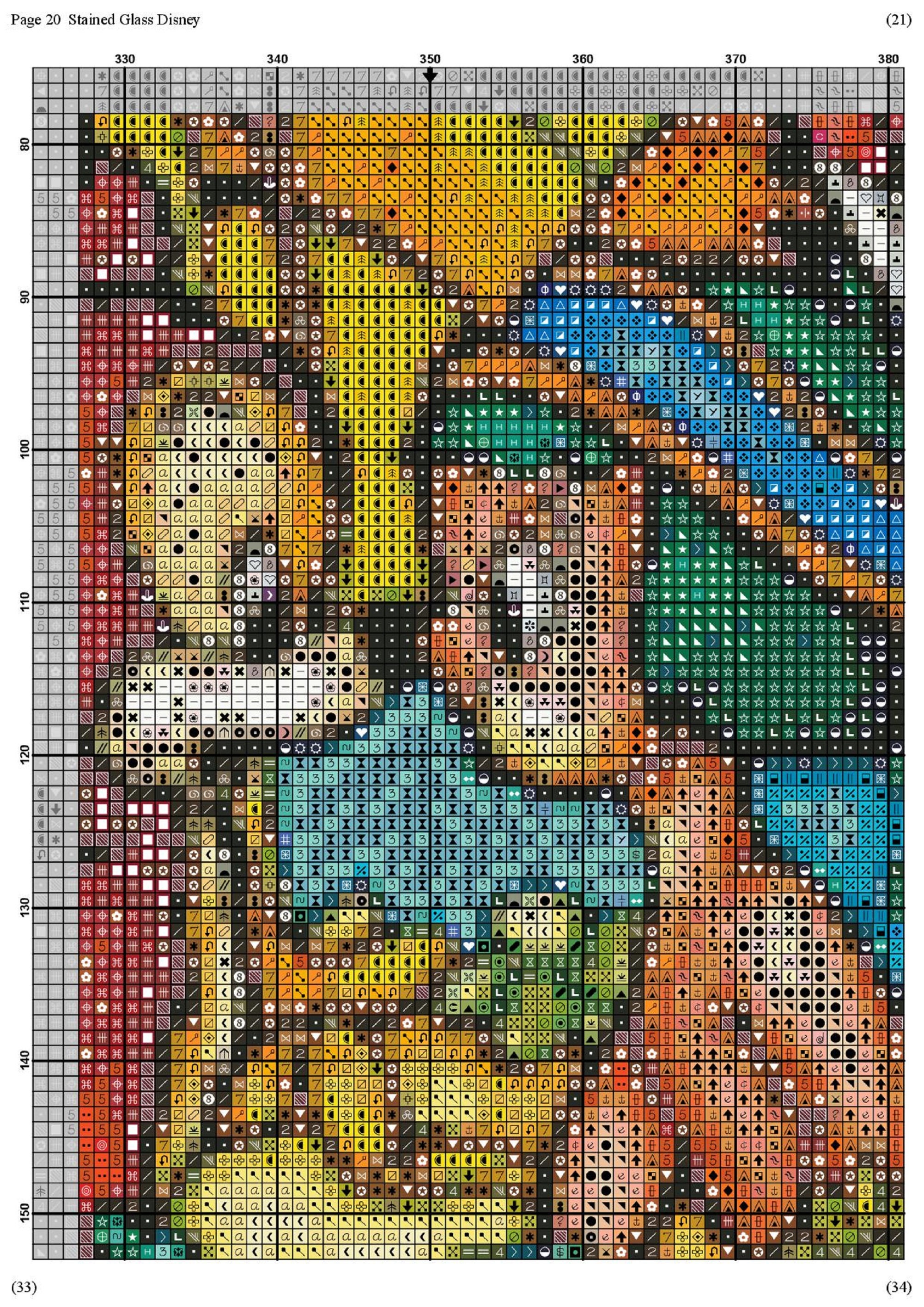Cartoon Cross Stitch Pattern / Stained Glass Cross Stitch Chart ...