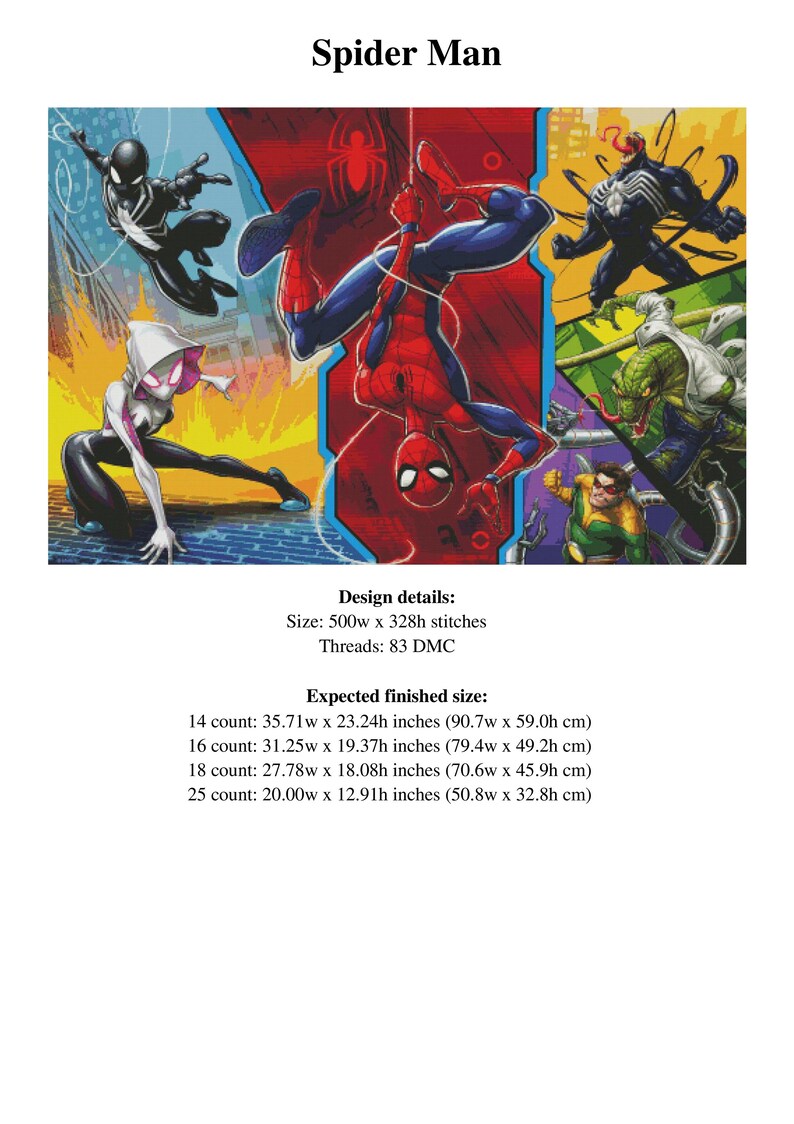 Spider Man Cross Stitch Pattern / Avengers Cross Stitch Pattern ...