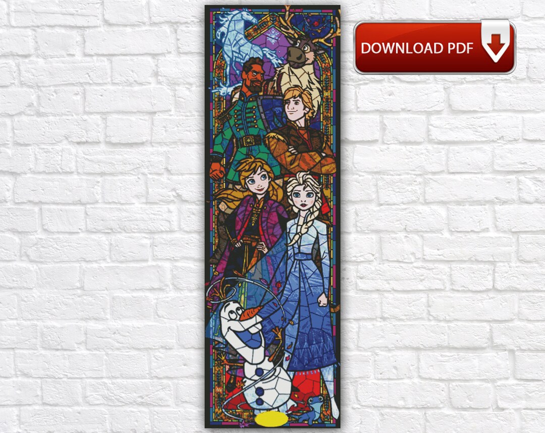 Frozen Stained Glass Cross Stitch Pattern / Cartoon Cross Stitch ...
